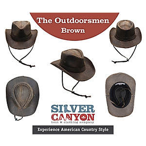 Weathered Outback Outdoorsmen Shapeable Hat, Silver Canyon, Brown, Large