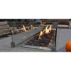Elementi Outdoor Granville Fire Pit Table Tempered Glass Rectangle 43 x 13 x 7 inches Heavy Duty Firepit Accessory Wind Screen, Clear
