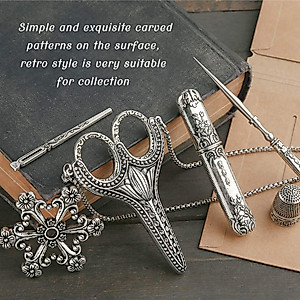 6 Pcs Embroidery Scissors Kit, Golden Exquisite Retro Scissors European Style Stainless Steel Sewing Tools Antique Sewing Scissors for Embroidery, Sewing, Craft, Art Work, and Everyday Use (Silver-1)