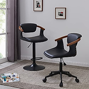 npd furniture and more Darwin PU Bamboo Office Chair, Black/Walnut