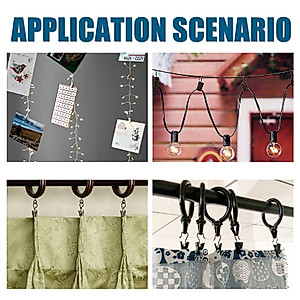 50 Pieces S Hooks Curtain Clips Metal Hanging Clips Hooks, Black