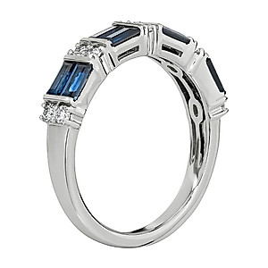 Jewelrygift 925 Sterling-Silver Half Eternity Ring Created-Blue Sapphire Gtone Mossanite Design Jewelry Gift for Women Ring US Ring Size : 9.5