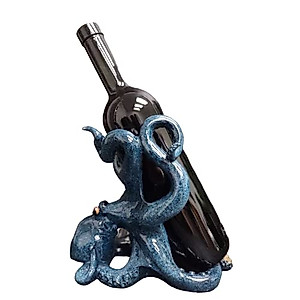 ICE ARMOR Octopus Decorative Wine Bottle Holder, Wine Rest Statue, Home Decor Wine Rack Display Centerpiece for Tabletops and Counters, Wine Lovers Gift