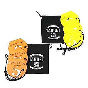3DWorxs Target-21 Magnetic Hockey Shooting Targets, Numbered 9/7/5, Fun Skills Game, Durable Material, Attached Tethers, Draw-String Pouch, Orange, Yellow, Competition, Team Bundles