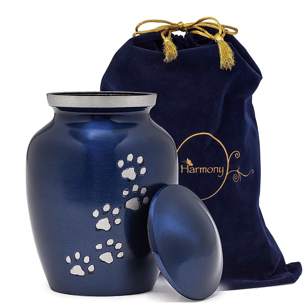 Eternal Harmony Pet Urns for Dogs with Secure Seal, Velvet Bag & Anti-Slip Felt Bottom, Animal Urn for Dog Ashes, Cat Ashes & Any Pet Up to 40 lbs (Blue, Medium)