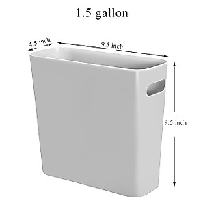 Youngever 1.5 Gallon Slim Trash Can, Plastic Garbage Container Bin, Small Trash Bin with Handles for Home Office, Living Room, Study Room, Kitchen, Bathroom (2 Pack Grey)