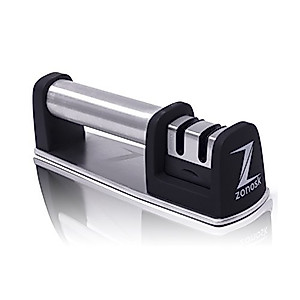 Knife Sharpener For Straight And Serrated Knives, 2-Stage Diamond Coated Knife Sharpening System (Coarse and Fine), Sharpen Dull Knives Quickly, Safe & Easy To sharpen edge for your kitchen