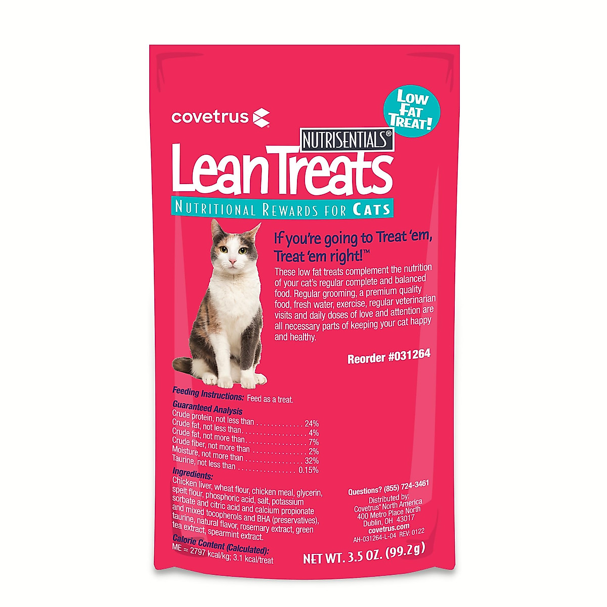Covetrus Nutrisential Lean Treats for Cats - Soft Cat Treats for Small, Medium, Large Cats - Nutritional Low Fat Bite Size Feline Treats - Chicken Flavor - 3 Pack - 3.5oz