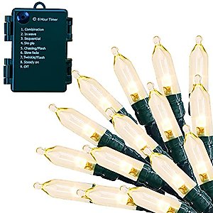 Christmas Lights - 50 LED Mini Lights Battery Operated String Lights 8 Lighting Modes LED String Lights with Timer for Christmas Tree Wreath Party Home Indoor Outdoor Decor, Waterproof, Warm White