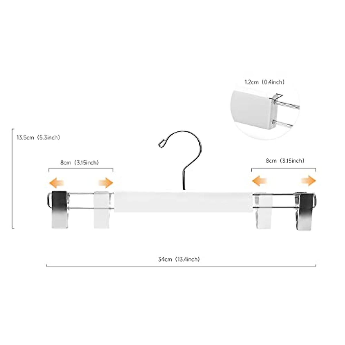 Nature Smile Solid Wooden Skirt Pants Hangers 20 Pack,Premium Wood Bottom Shorts Hangers for Slacks Trousers with Larger Adjustable Anti-Rust Clips (White)