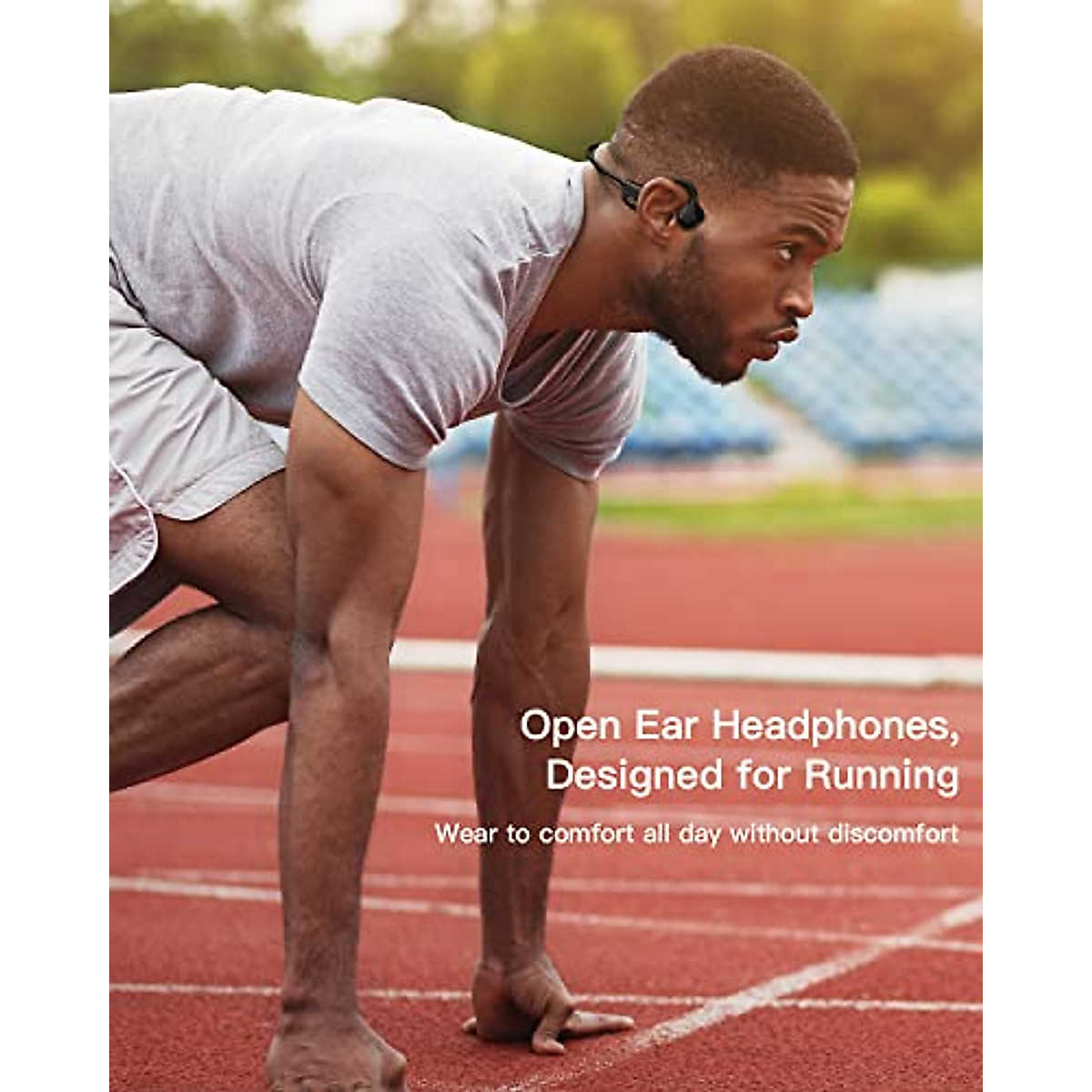 Bone Conduction Headphones Bluetooth 5.0,Wireless Open Ear Headphones with Built-in Mic,Waterproof Earphones,Sweatproof Sports Headset for Running,Cycling,Hiking,Gym,Climbing & Driving(Black)