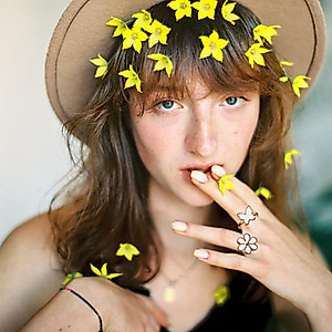 KISS WIFE 24Pcs Gold Knuckle Rings Set for Women, Vintage Stackable Boho Midi Finger Ring Sets, Cute Y2K Aesthetic Rings Pack Trendy Jewelry Gift for Her (6pcs style B)