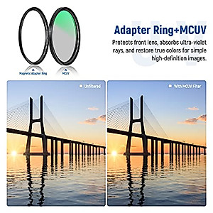 NEEWER 67mm 5-in-1 Magnetic Lens Filter Kit, Includes Neutral Density ND1000+MCUV+CPL+Adapter Ring+Filter Cap with 42-Layer Coating/Ultra Slim/Scratch Resistant HD Optical Glass&Water-Resistant Pouch