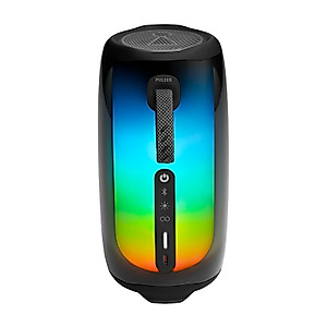 JBL Pulse 5 Black Bluetooth Light Show Speaker Bundle with Premium divvi! Hardshell Case