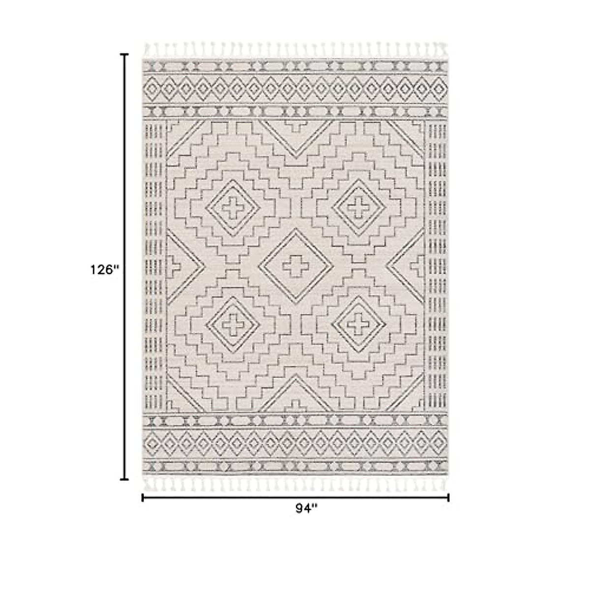 Well Woven Zafir Ivory Tribal Diamond Medallion Area Rug 8x10 (7'10" x 10'6")
