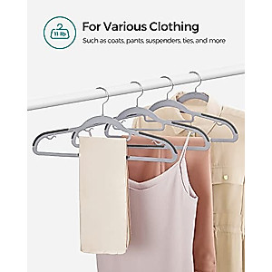 SONGMICS Pack of 30 Coat Hangers, Heavy-Duty Plastic Hangers with Non-Slip Design, Space-Saving Clothes Hangers, 16.5 Inches Wide, 360° Swivel Hook, Gray and Silver UCRP20G30