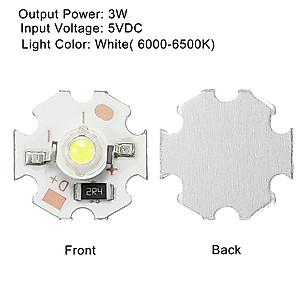 MECCANIXITY COB LED Light Chip Bead 3W 280lm 6000-6500K 20mm 5VDC Energy Saving Bulb for Spotlight Floodlight Replacement White 5Pcs