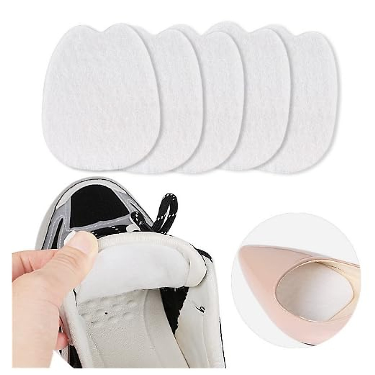 3 Pairs Self-Adhesive Shoe Inserts Tongue Pads Cushion for Shoes Adhesive Tongue Pads for Shoes Tongue Pads Non Slip Tongue Cushion Inserts Shoe Pads for Men and Women (White, One Size)
