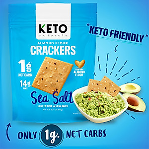 Keto low carb crackers (Sea Salt) Keto friendly zero carb no sugar added gluten free (3 Packs) almond flour crackers absolutely gluten free healthy snacks for adults and kids paleo friendly