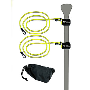 Rogue Endeavor Fishing Rod Leash & Kayak Paddle Leash Kit, Kayak Fishing & Paddle Boarding - 48" Shock Cord, Quick Release Clip, Neoprene Lined Strap and Carrying Bag (Set of 2) (Blaze Orange, 48)