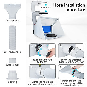 Portable Airbrush Paint Booth with Ventilation System and LED Light, 360°Turntable, Filter, Extension Hose. Airbrush Ventilation Paint Booth for Manual Hobby, DIY Painting, Hobby Handicraft