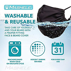 MASHELE 5 Pack Cotton Face Cover for Bearded Men XXL Black 5 Pcs with Nose Wire Adjustable Earloop Washable Reusable Holiday Gift for Indoor and Outdoor Party Activities (Sold as Set) (5, XX-Large)