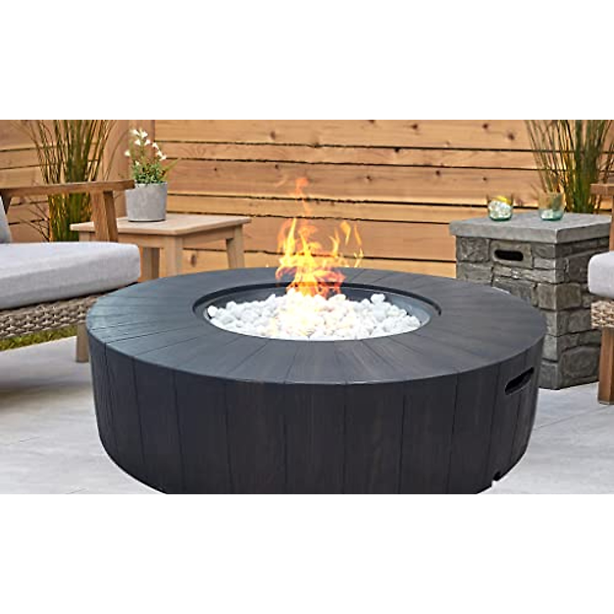Propane Fire Pit for Outside Patio - Outdoor Gas Fire Pit Table - 42 inch Round Base Patio Heater, 50,000 BTU Steel Fire Table with Lid and Lava Rock, Backyard Garden Propane Fire Pits for Outside