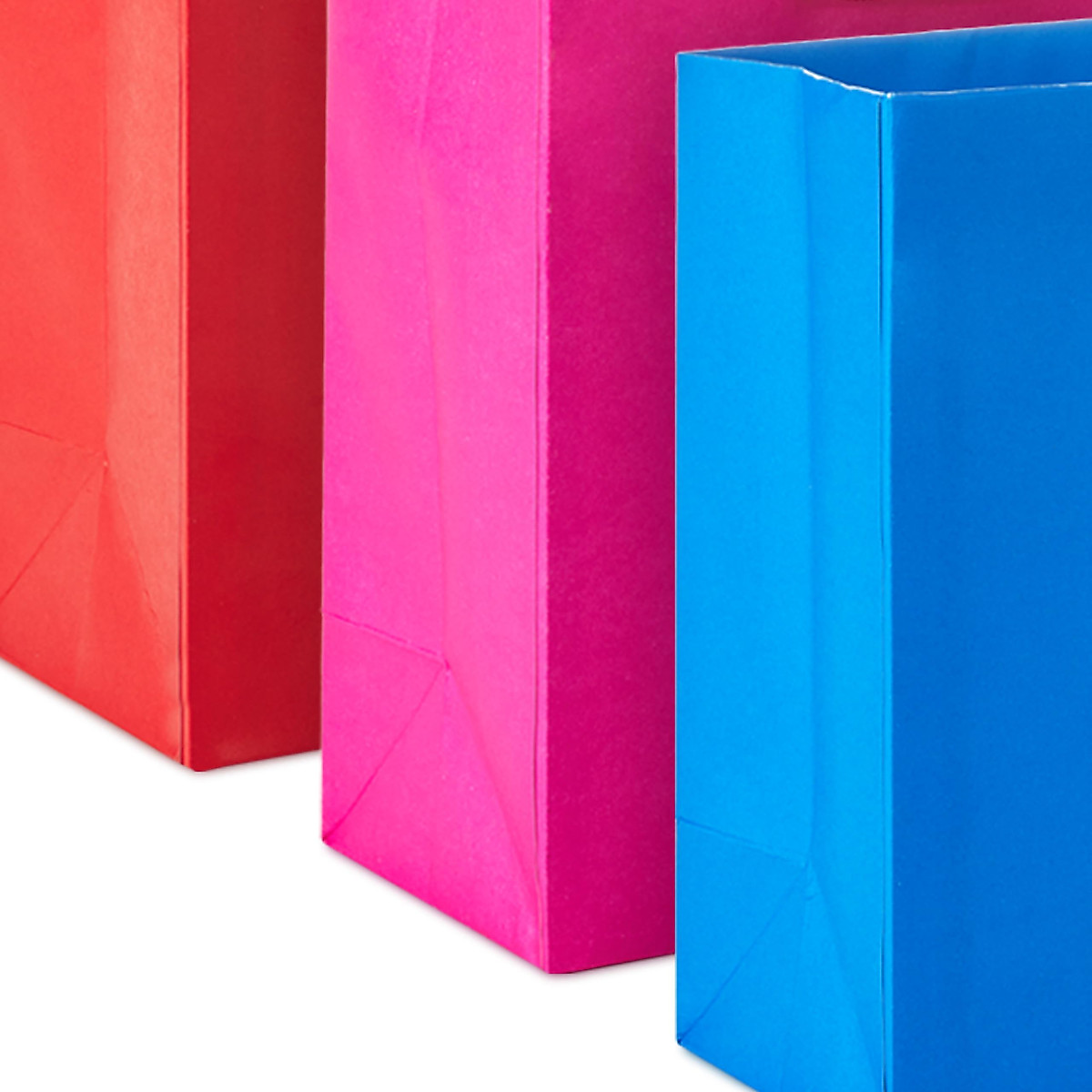 Hallmark Assorted Gift Bags (8 Bags: 3 Small 6", 3 Medium 9", 2 Large 13") Solid Pink, Blue, Green, Yellow, Red