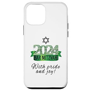 iPhone 12 mini 2024 Bar Mitzvah I Pride & Joy I White Green Banner Decor Case