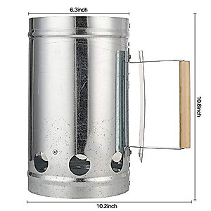 11" H X 7" D Grill Barbecue BBQ Galvanized Steel Metal Charcoal Chimney Starter for Grilling Outdoor Cooking/Camping Accessories