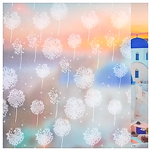 Viseeko Privacy Window Film Non-Adhesive Window Film Frosted Static Cling Glass Film Dandelion Patterns Window Stickers for Doors Home Living Room Kids Bedroom (17.5 x 78.7Inches)