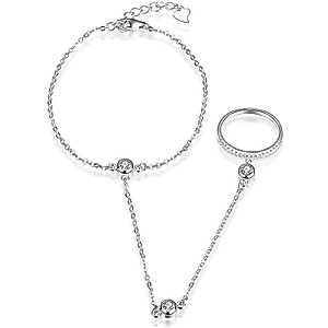 IVYRISE Ring Bracelet Slave Bracelets for Women 925 Sterling Silver Link Chain Bracelet Adjustable Elegant Jewelry for Girls