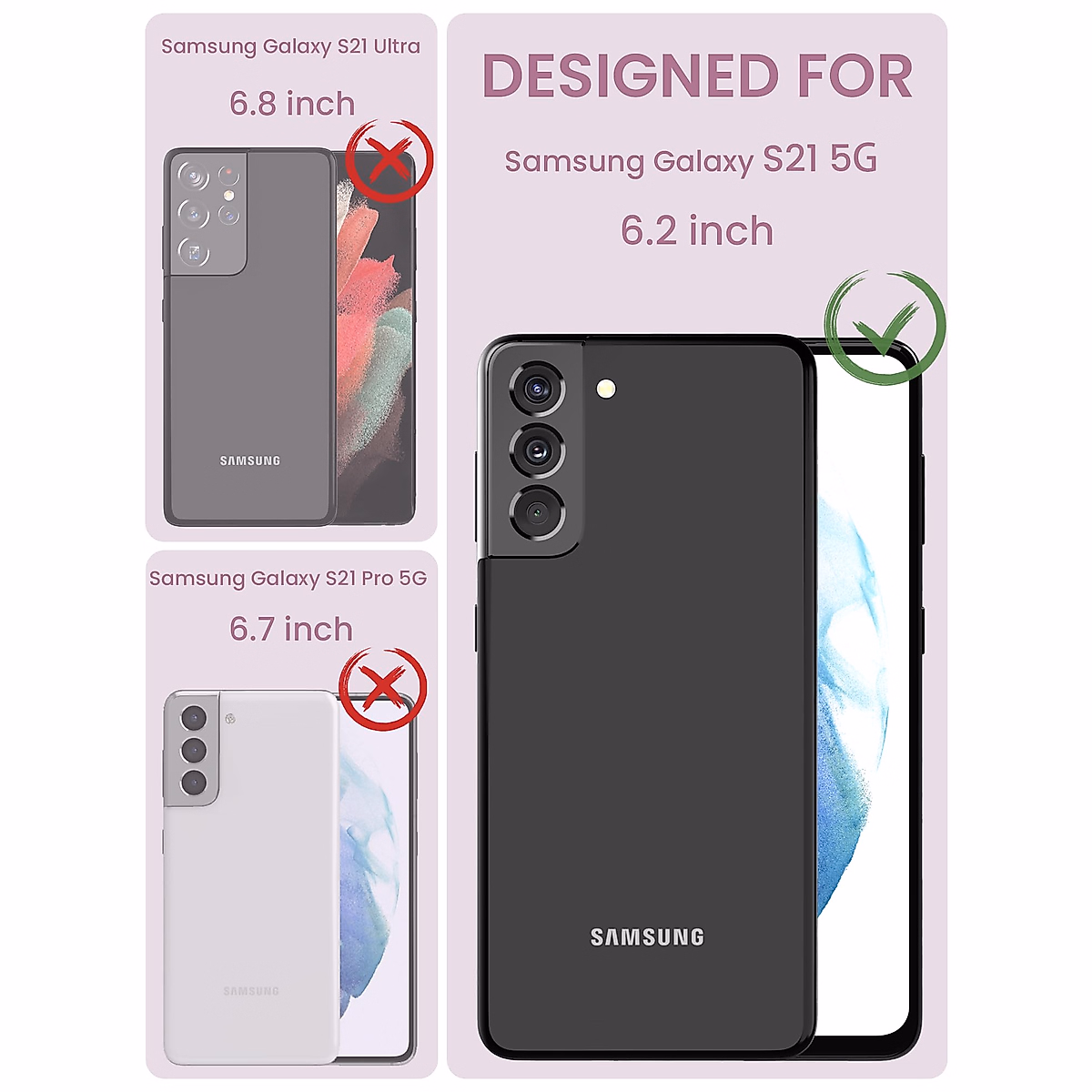 Dretal for Samsung Galaxy S21 5G Case Floral, Military Grade Drop Tested Hard Back & Soft Edge Slim Flower Women Girls Phone Protective Cover + Tempered Glass Screen Protector for Galaxy S21(Purple)