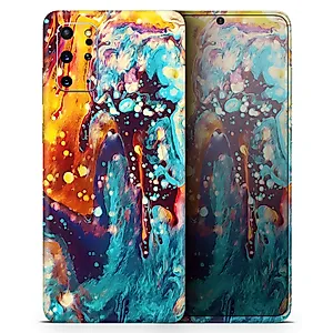 DesignSkinz Liquid Abstract Paint Remix V22 Protective Vinyl Decal Wrap Skin Cover Compatible with The Samsung Galaxy S20 (Screen Trim & Back Glass Skin)
