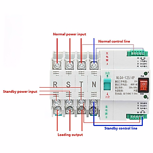 Transfer Switch 4P, AC 400V 63/80/100A Dual Power Automatic Transfer Toggle Switch,Effectively Protect Your Electricity Safety and Stability(80A)
