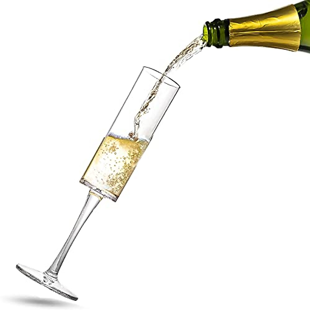 Elsjoy Set of 8 Acrylic Champagne Flutes, 6 Oz Unbreakable Champagne Glasses Reusable Champagne Toasting Cups, Shatterproof Stemmed Champagne Coupes for Wedding, Party, Bar