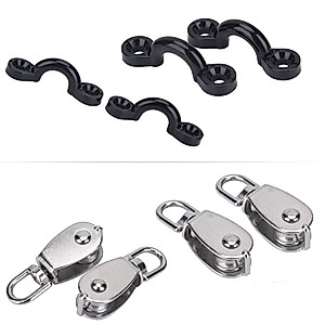 Dilwe Anchor Trolley Kit, Stable Anchor Trolley Kit System with Pulley Pad Eye Ring Hook Accessory Set for Kayak Canoe Boat