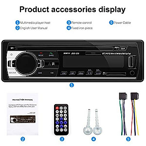 PolarLander Car Radio Audio USB/SD/MP3 Player Receiver Bluetooth Hands-Free with Remote Control Black 1 Din
