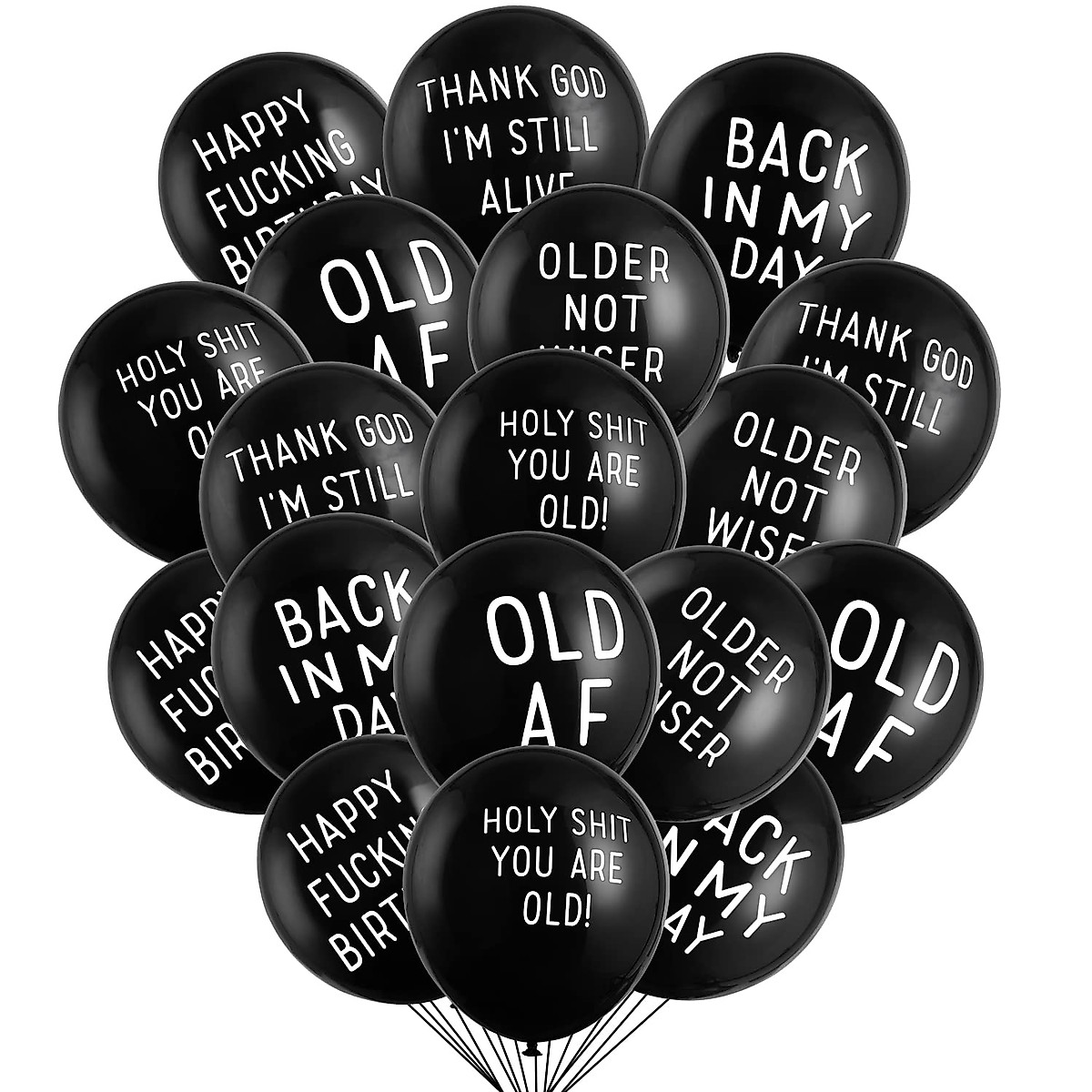 SUNBEAUTY 18PCS Abusive Balloons Funny Old Age Birthday Balloons Offensive Balloons Different Phrases for Men's Birthday Decoration