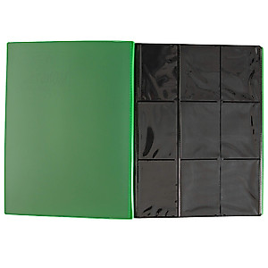 Monster Protectors 9 Pocket Trading Card Binder - Matte Green Album, Anti-Theft & Anti-Drop TCG Protection w Side Loading Padded Pockets, Double Sided, Holds 360 Cards, For Sports, Kpop, Xmas Gift