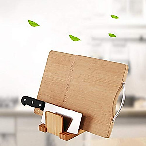 SPNEC Wooden Bamboo Cutting Board Storage Rack Pot Lids Holder Organizer Shelf Kitchen Decor