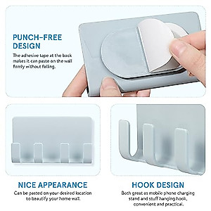 UKCOCO Cell Phone Wall Mount, 3 Pack Multi Purpose Plastic Phone Charging Dock Holder Shaving Razor Towel Hook Bracket for Smartphone Tablet eReader (Mixed Color)