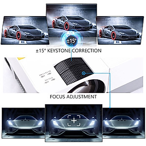 TUREWELL Mini Projector, Portable Outdoor Video Projector with 7500 Lumens, 1080P Full HD Office and Home Theater Movie Projector, Compatible with iOS/Android Phone/Laptop and USB/VGA /HDMI