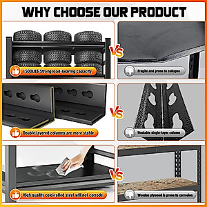 PRESTELION 63" H Garage Shelving,1500LBS Heavy Duty Garage Storage Shelves,Adjustable 5 Tier Metal Shelving Unit,for Garage Warehouse Basement Industrial Utility Racks,Black