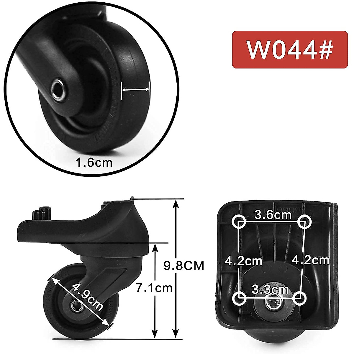 Replacement Luggage Wheel Repair Suitcase Bag Parts Spinner Wheels Casters for Travel Customs Box W044 (Pair)