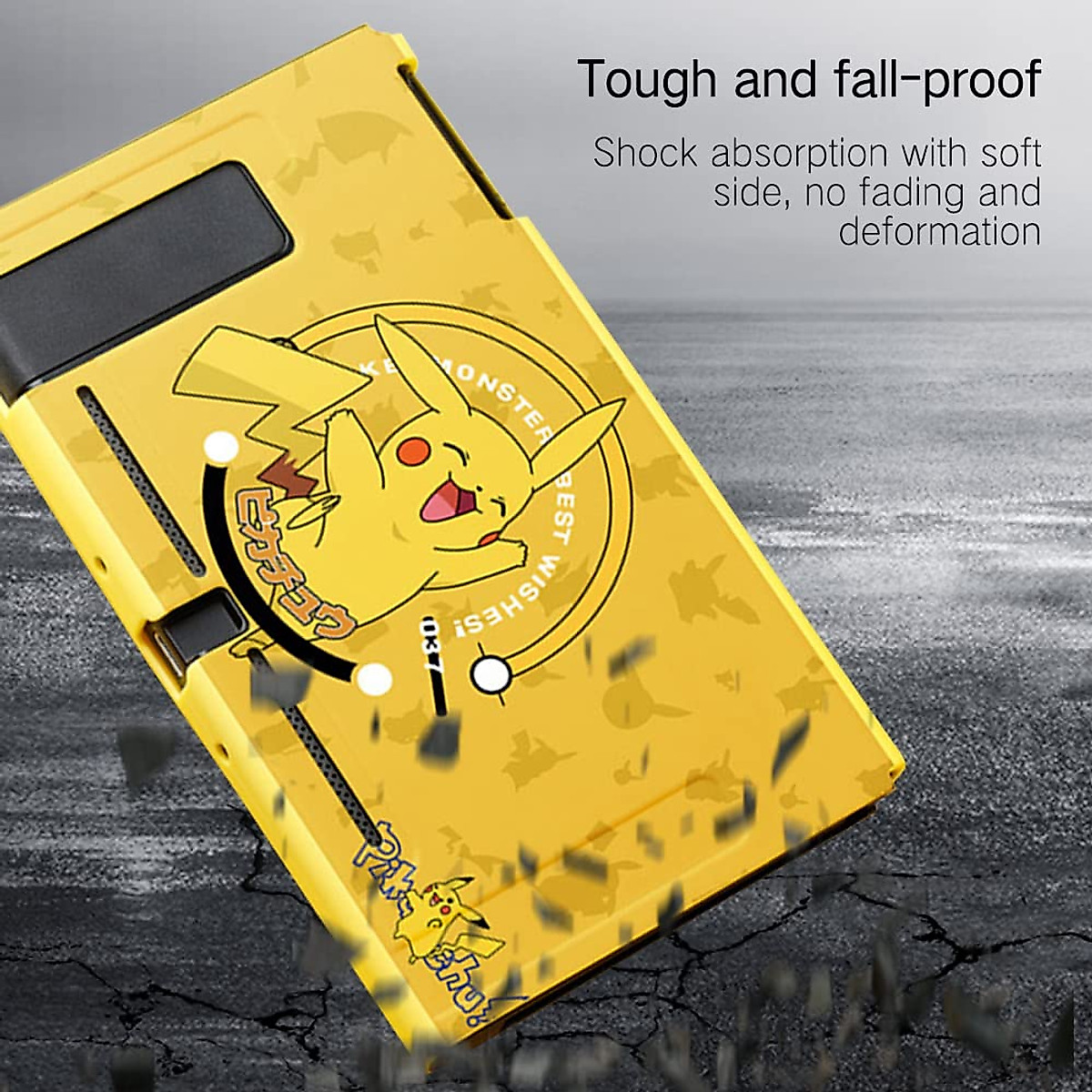 PERFECTSIGHT Protective Case Compatible with Nintendo Switch | Cute Pikachu | Anti-Scratch Shockproof Slim Cover Case for NS Switch and Joy-Con, Hard Shell Dockable Case