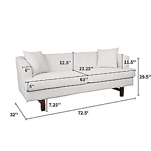 NOSGA Loveseat Sofa, 73'' Mid-Century Modern Sleeper Couch Recliner with Soft Cushion and 2 Pillows for Living Room Apartment Small Space Dorm, White