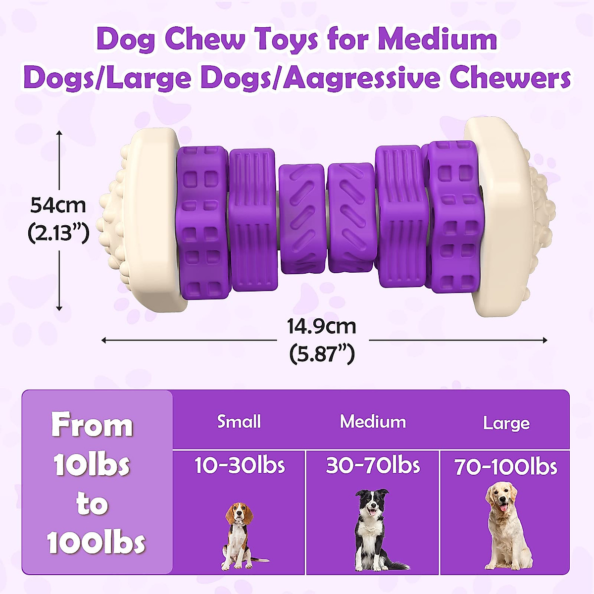 Tough Dog Toys for Aggressive Chewers,Dog Puzzle Toys Indestructible Dog Toys, Interactive Dog Chew Toys with Beef Flavor Rubber Dog Enrichment Toys for Small/Medium/Large Dogs