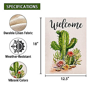 Welcome Cactus Garden Flag Vertical Double Sided Rustic Farmhouse Flag Yard Outdoor Decoration 12.5 x 18 Inch