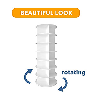 SpaceAid 7 Tier Rotating Shoe Rack Tower, Spinning Shoe Display Lazy Susan, Revolving 360 Shoe Rack Storage Round Carousel, Vertical Handbag Rotate Shoes Closet Organization (7-Tier White)